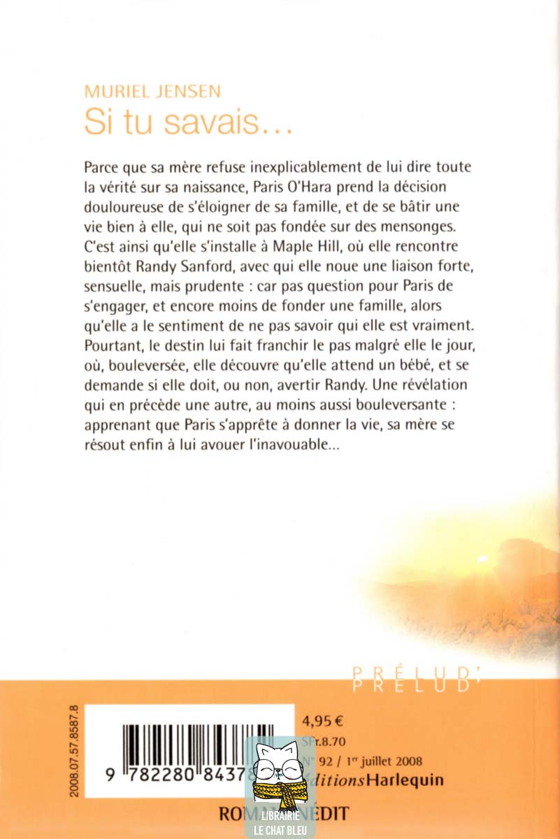 Si tu savais… (Muriel Jensen) - Livre Harlequin - Prélud N° 92